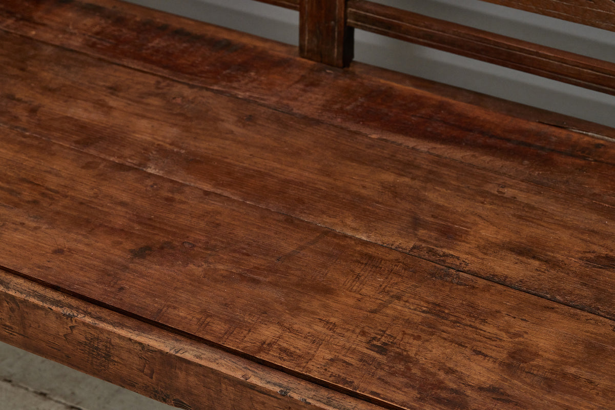 Dutch Colonial Teak Bench from Java with Hashtag Medallions Along the ...
