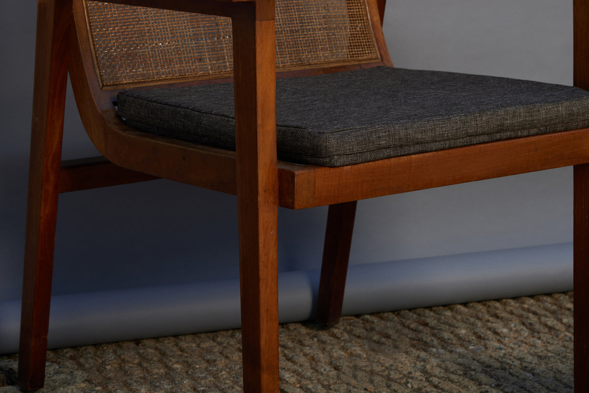 Pair of 1950's Teak & Rattan Armchairs with Upholstered Seats from Jav – Michael Trapp