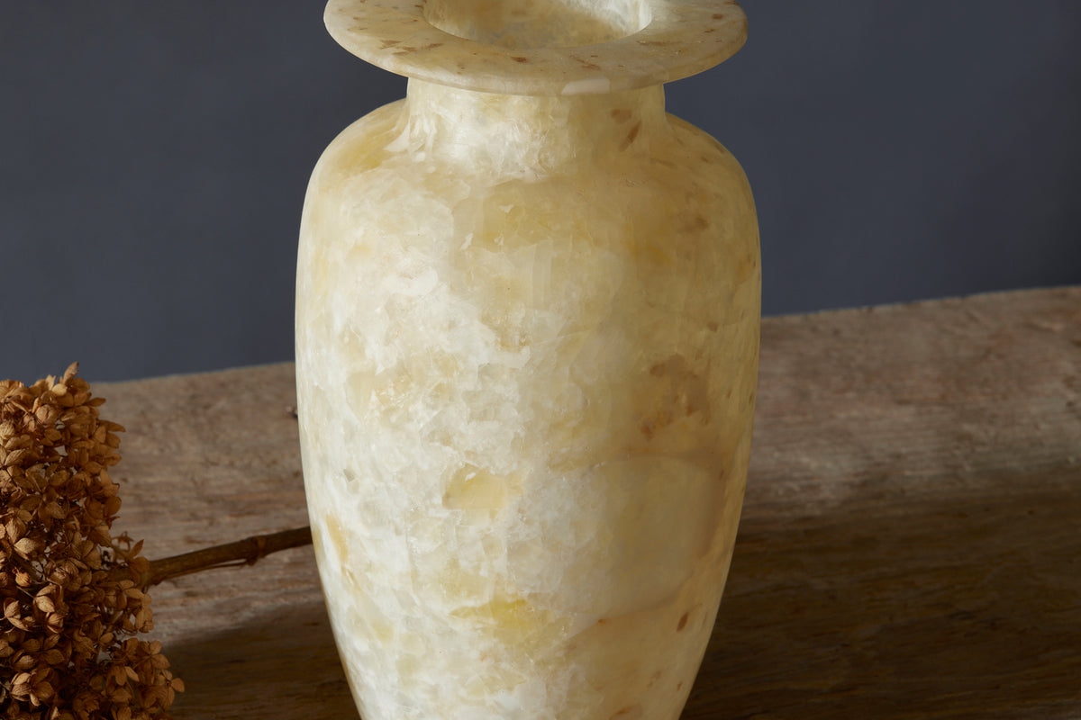 Finely Carved Medium Egyptian Alabaster Vessel from the City of Luxor ...