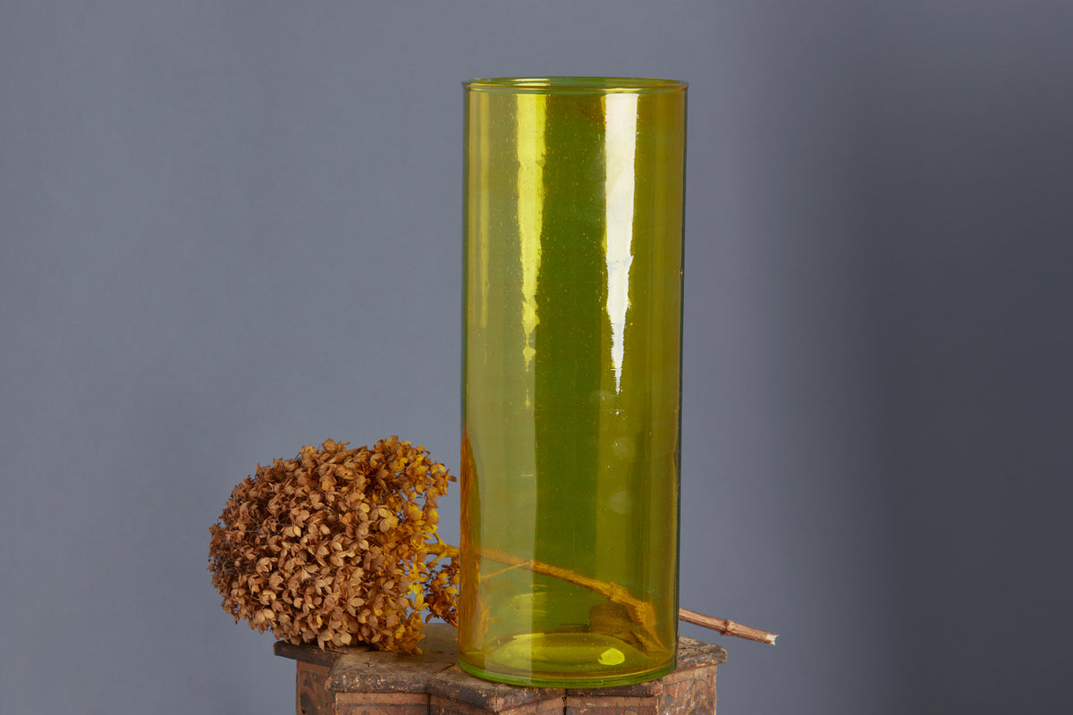 Hand Blown Citrine Colored Flashed Tall Glass Vase from Marrakesh ...