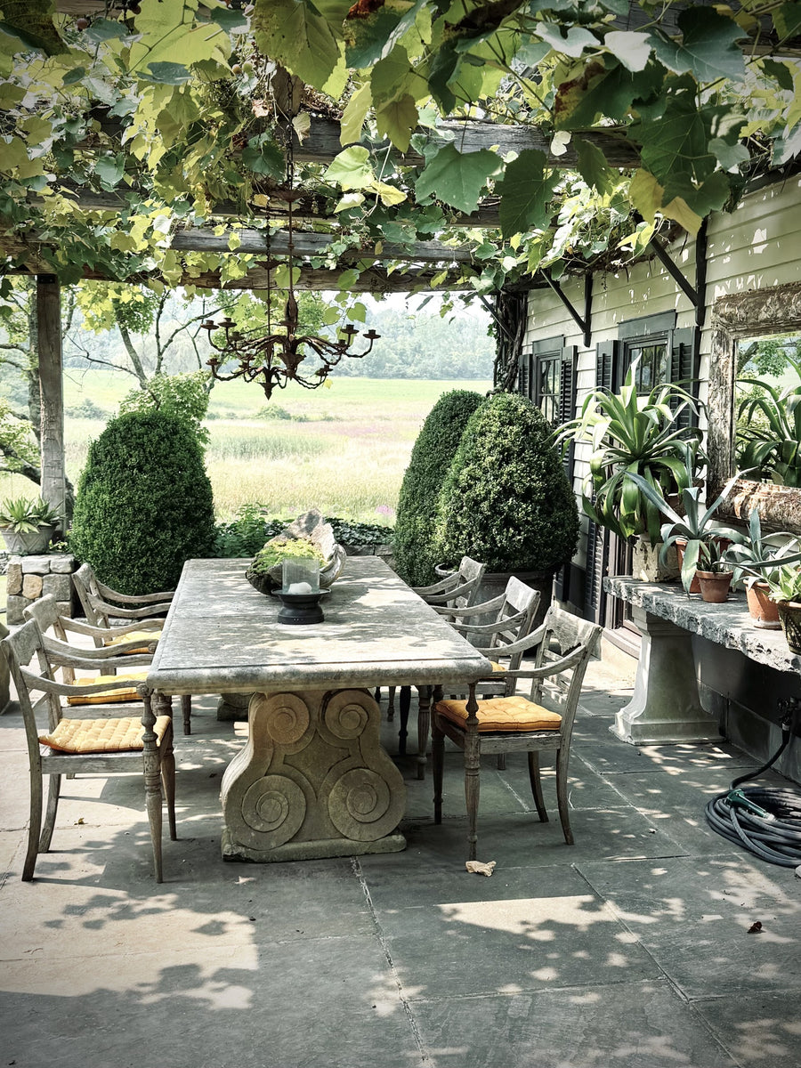 Large Carved French Limestone Garden Table – Michael Trapp