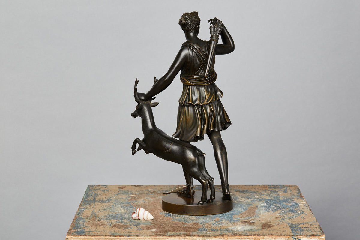 19th Century French Cast Bronze of Artemis with a Stag – Michael Trapp
